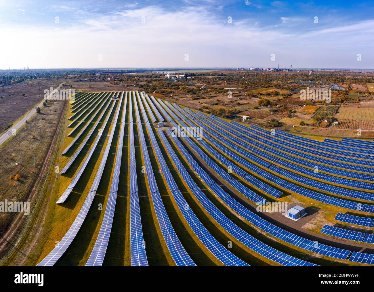 Aerial view huge solar farm hi-res stock photography and images - Alamy