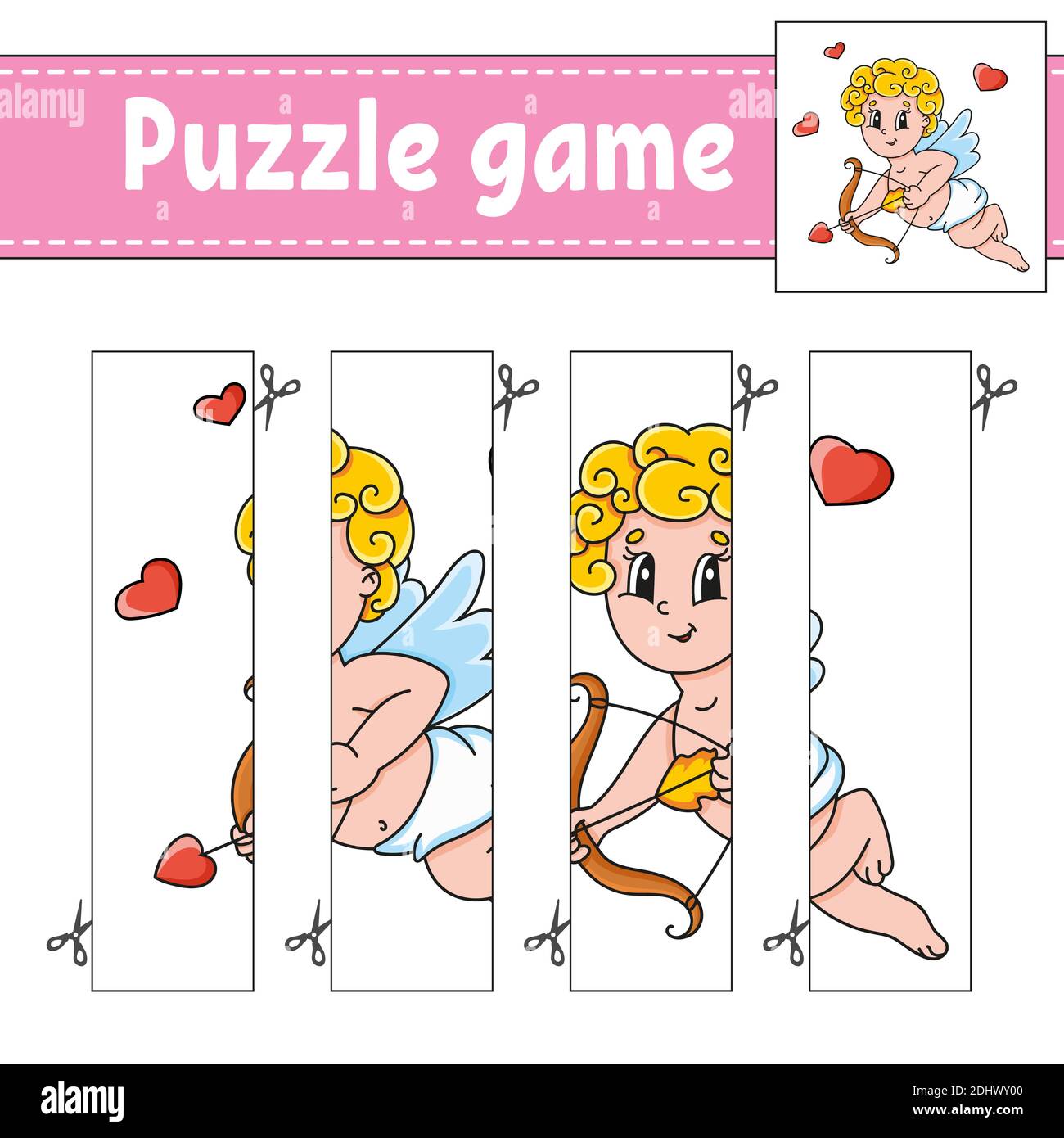Puzzle game for kids. Cutting practice. Education developing worksheet ...