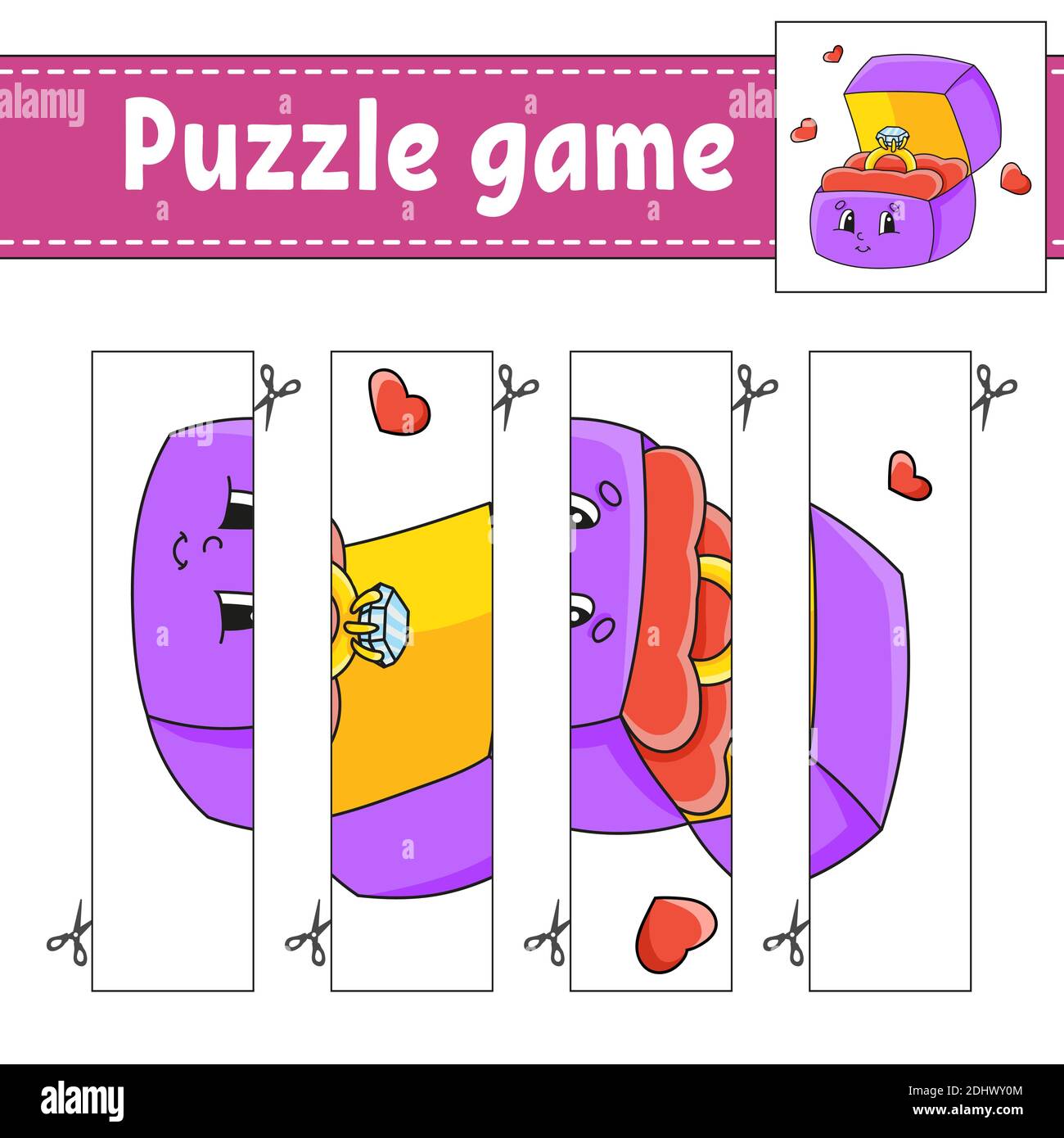 Puzzle game for kids. Cutting practice. Education developing worksheet ...