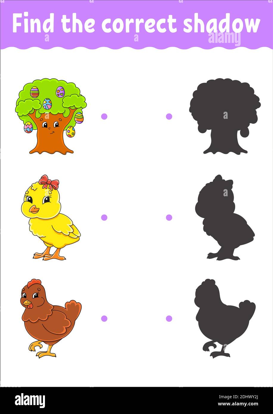 Find the correct shadow. Education developing worksheet. Matching game ...