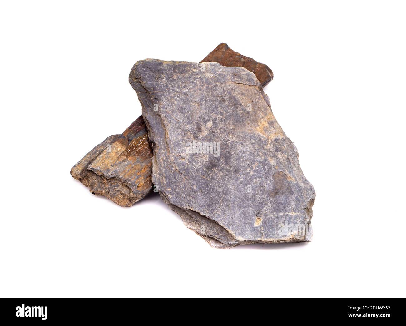 Slate stone rock isolated on white background Stock Photo - Alamy
