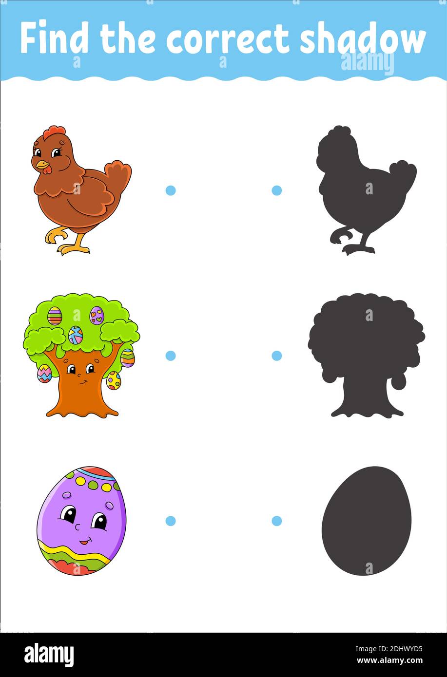 Find the correct shadow. Education developing worksheet. Matching game ...