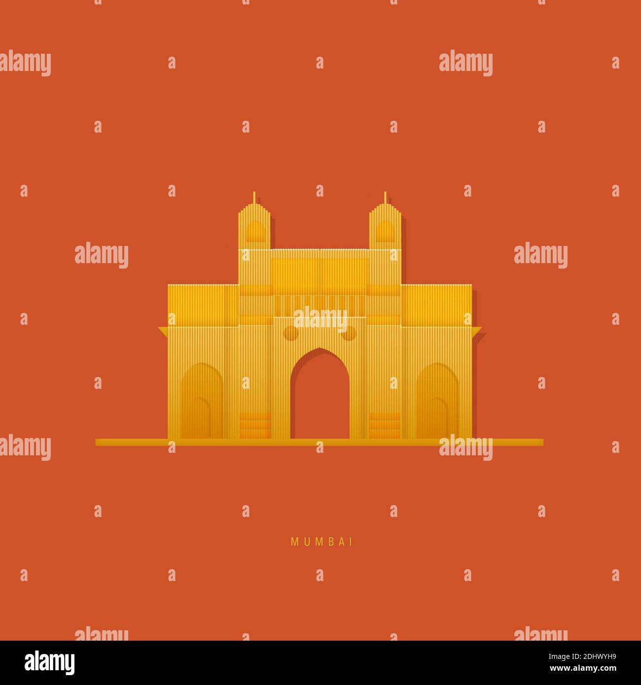 REALISTIC AND MINIMAL LINE ART ILLUSTRATION OF GATEWAY OF INDIA, MUMBAI ...