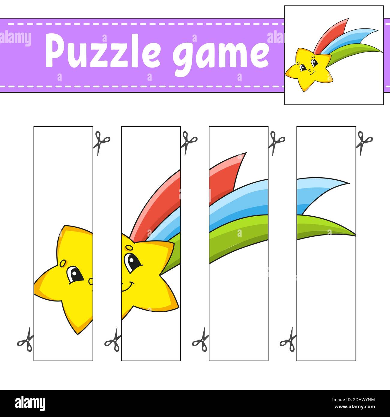 Puzzle game for kids. Cutting practice. Education developing worksheet ...