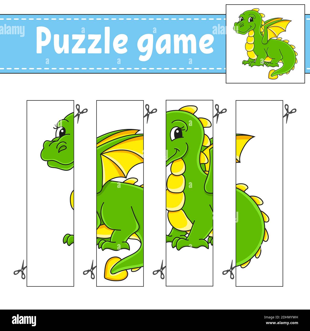 Puzzle game for kids. Cutting practice. Education developing worksheet ...