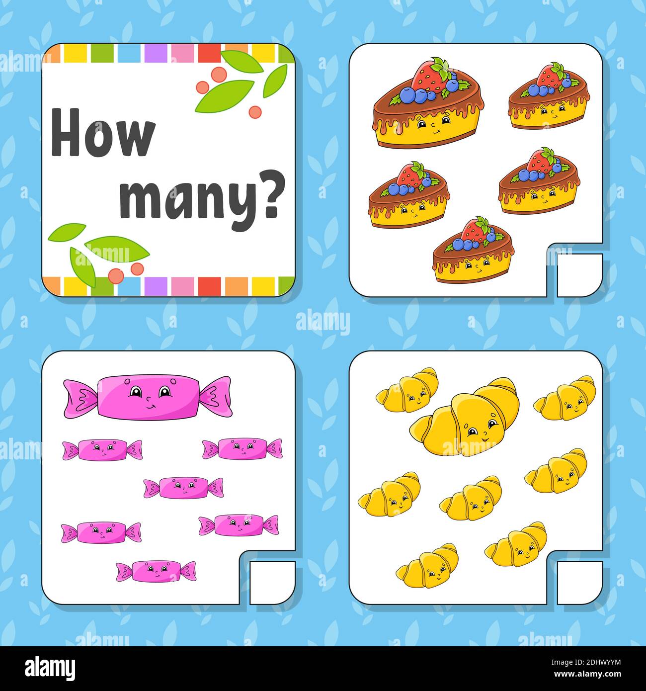 Counting game for children. Happy characters. Learning mathematics. How ...