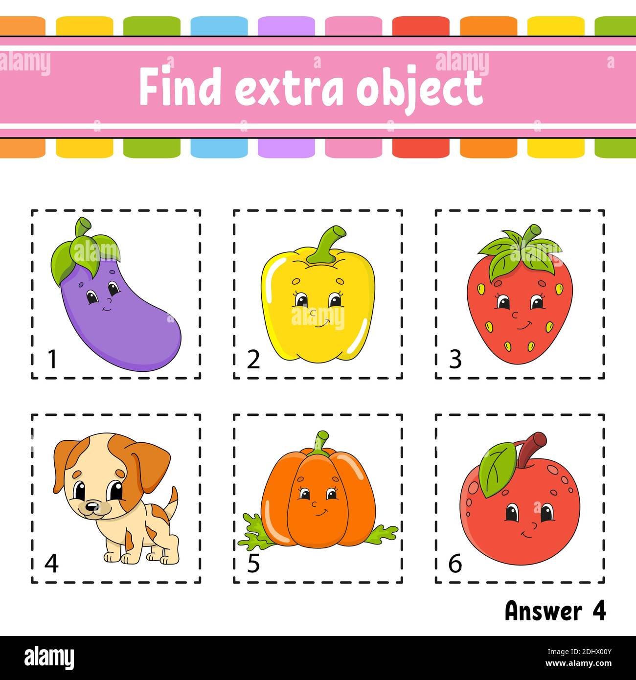 Find extra object. Educational activity worksheet for kids and toddlers ...