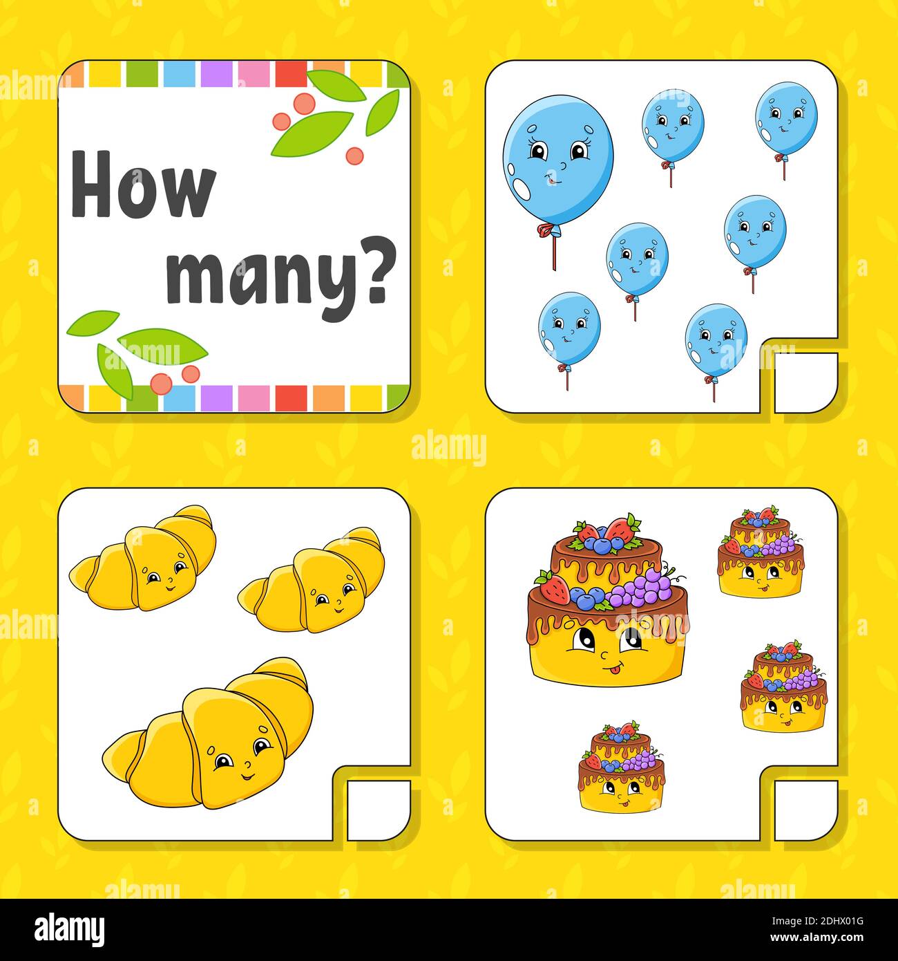 Counting game for children. Happy characters. Learning mathematics. How ...