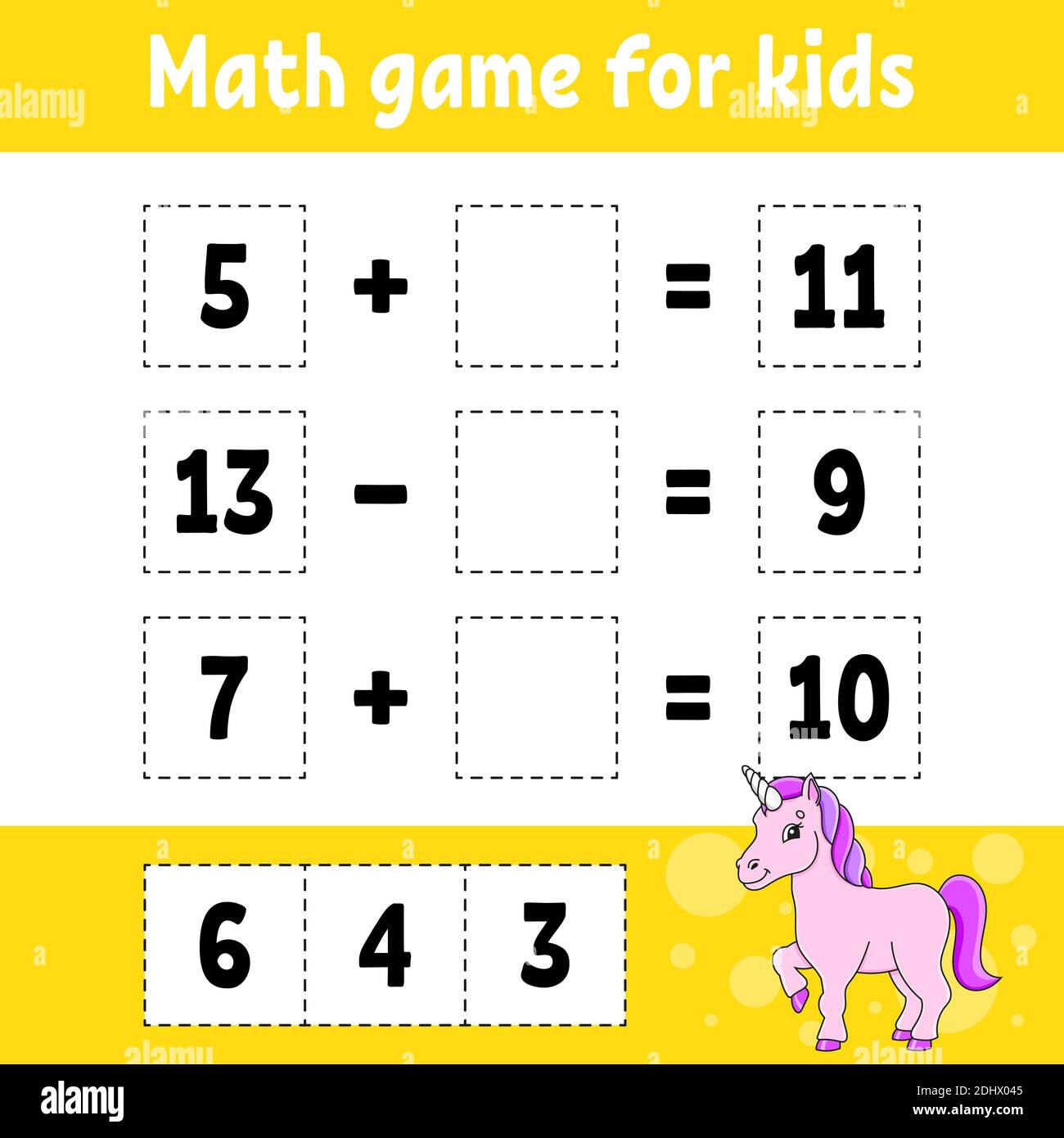 Math game for kids. Education developing worksheet. Activity page with ...