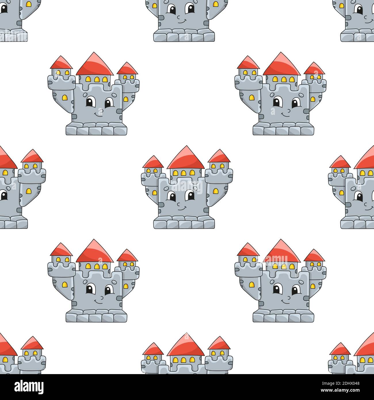 Colored cartoon seamless pattern. Cartoon style. Hand drawn. Vector ...