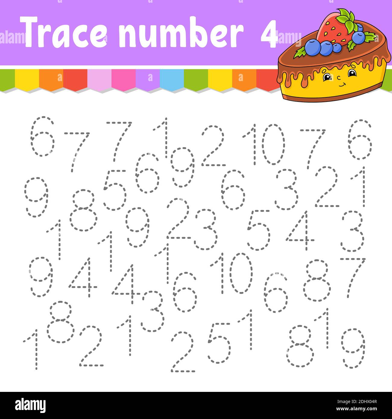 Trace number . Handwriting practice. Learning numbers for kids ...