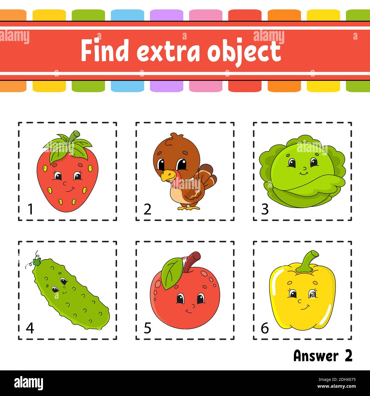 Find extra object. Educational activity worksheet for kids and toddlers ...