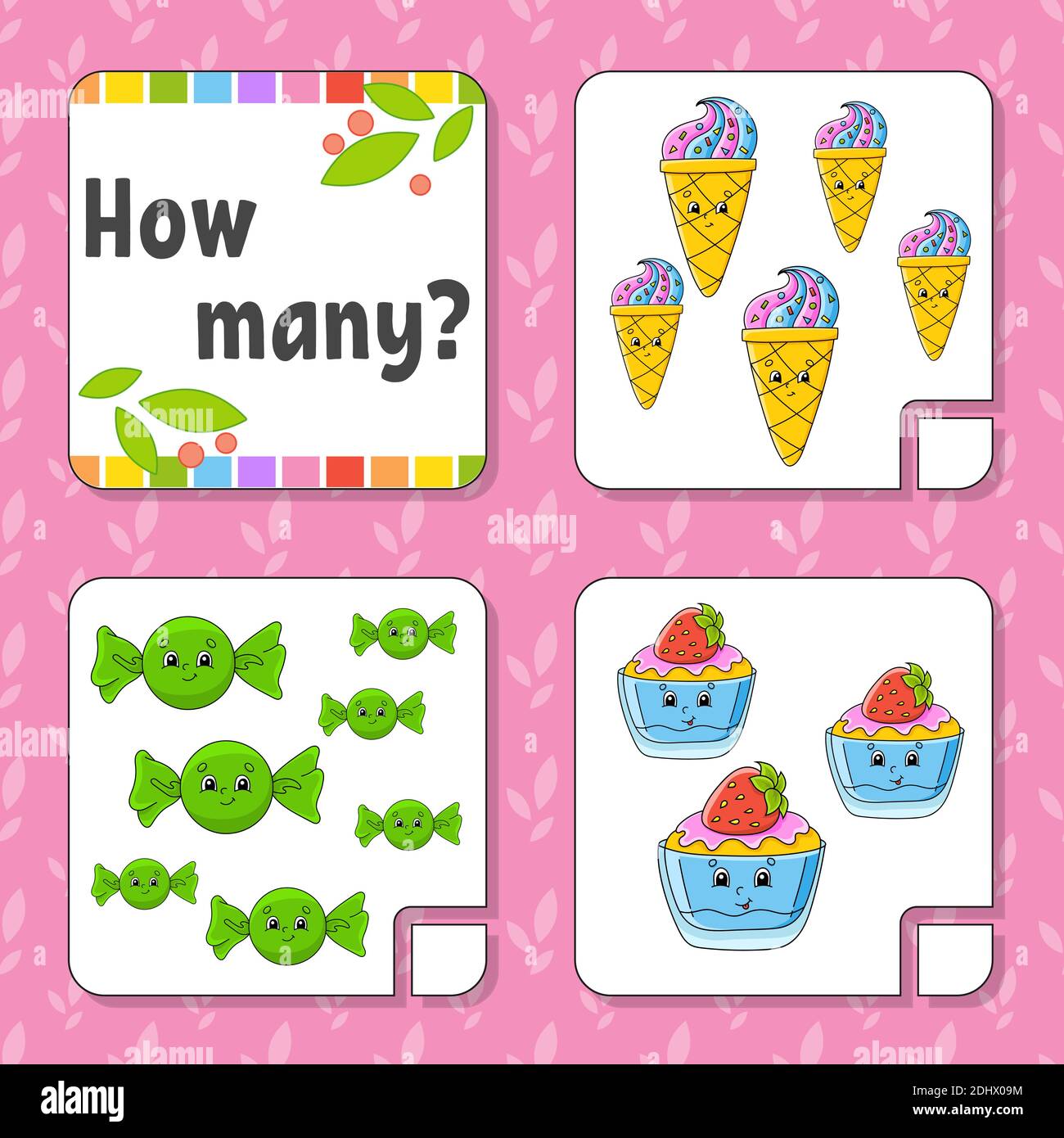 Counting game for children. Happy characters. Learning mathematics. How ...