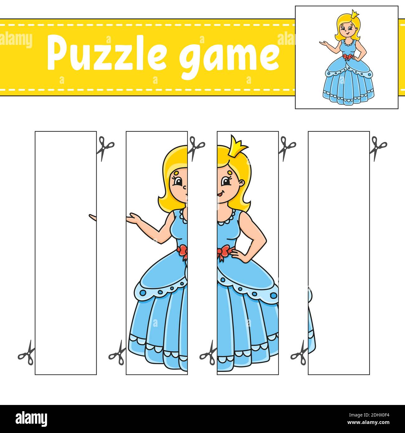 Puzzle game for kids. Cutting practice. Education developing worksheet ...