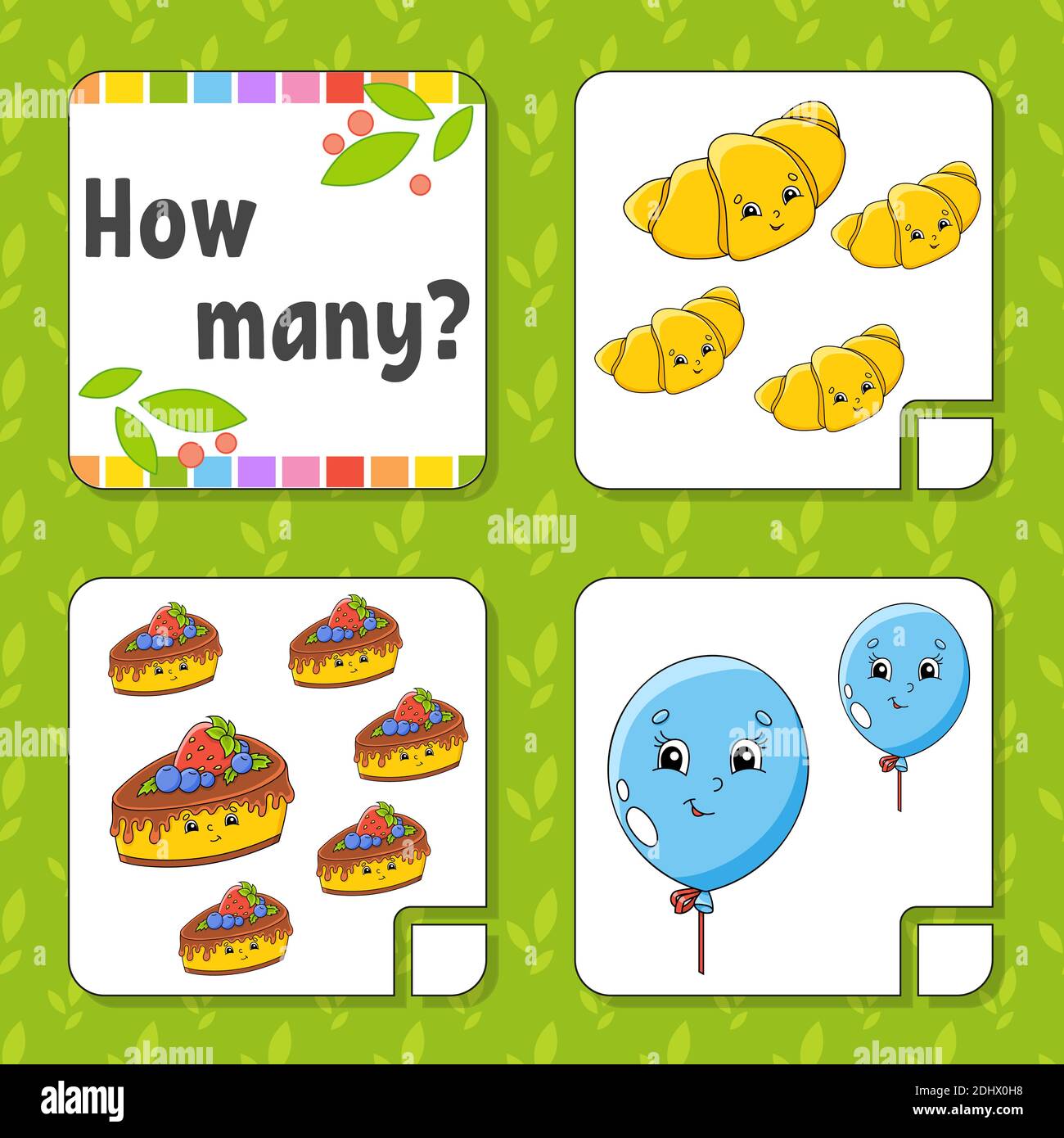 Counting game for children. Happy characters. Learning mathematics. How ...