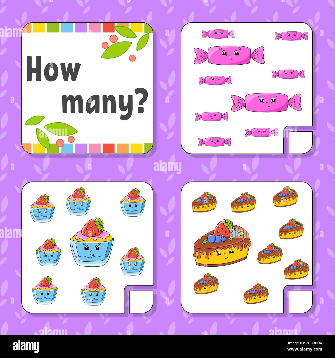 Counting game for children. Happy characters. Learning mathematics. How ...
