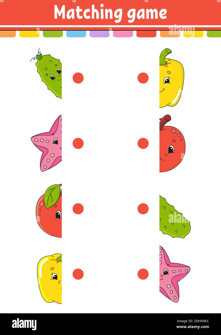 Matching game. Draw a line. Education developing worksheet. Activity ...