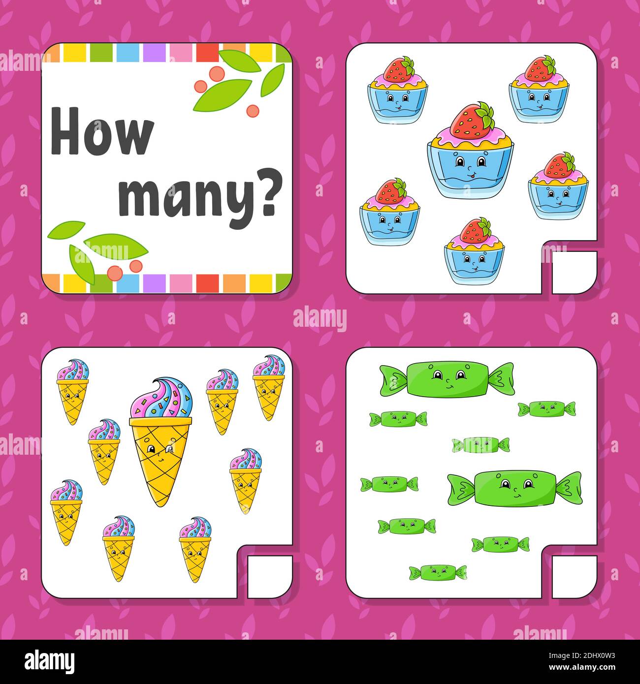 Counting game for children. Happy characters. Learning mathematics. How ...