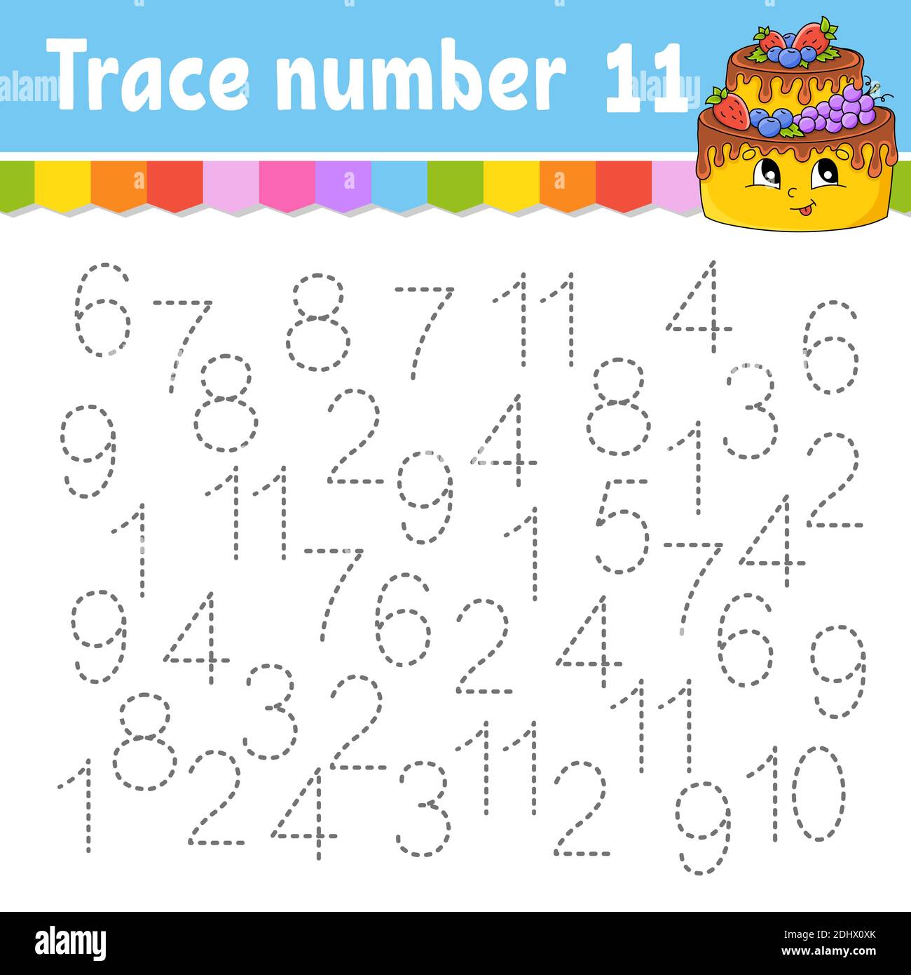 Trace number . Handwriting practice. Learning numbers for kids ...