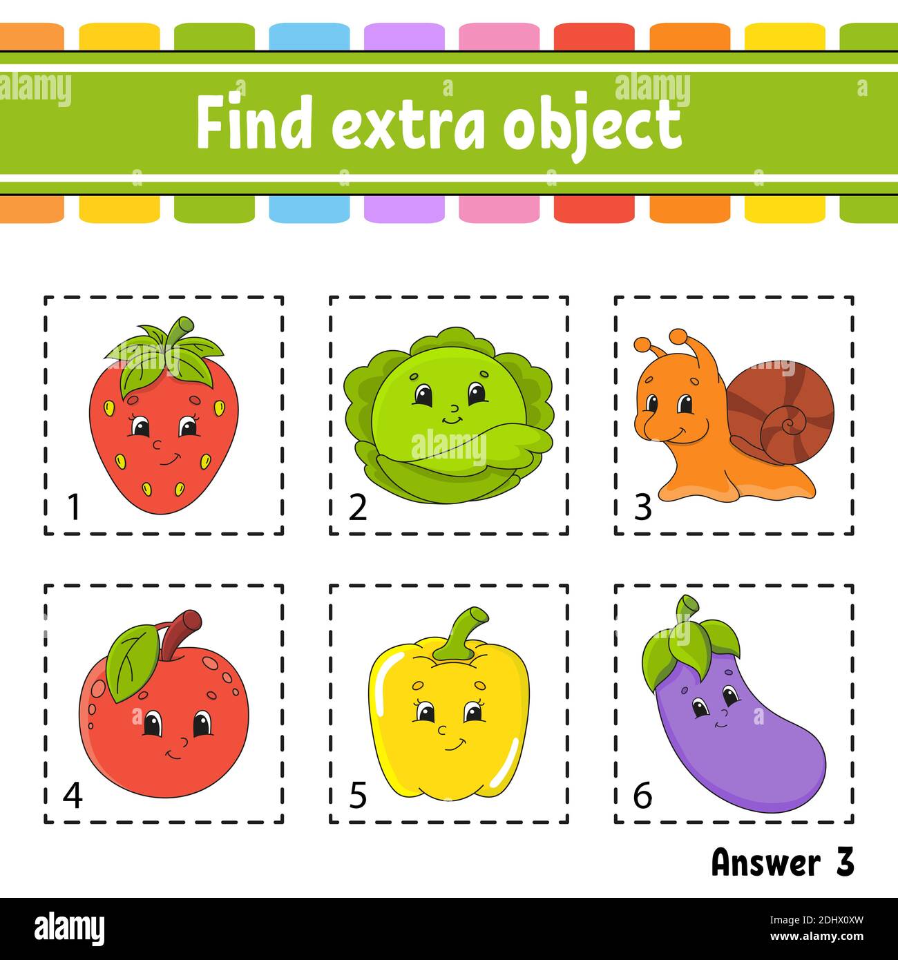 Find extra object. Educational activity worksheet for kids and toddlers ...