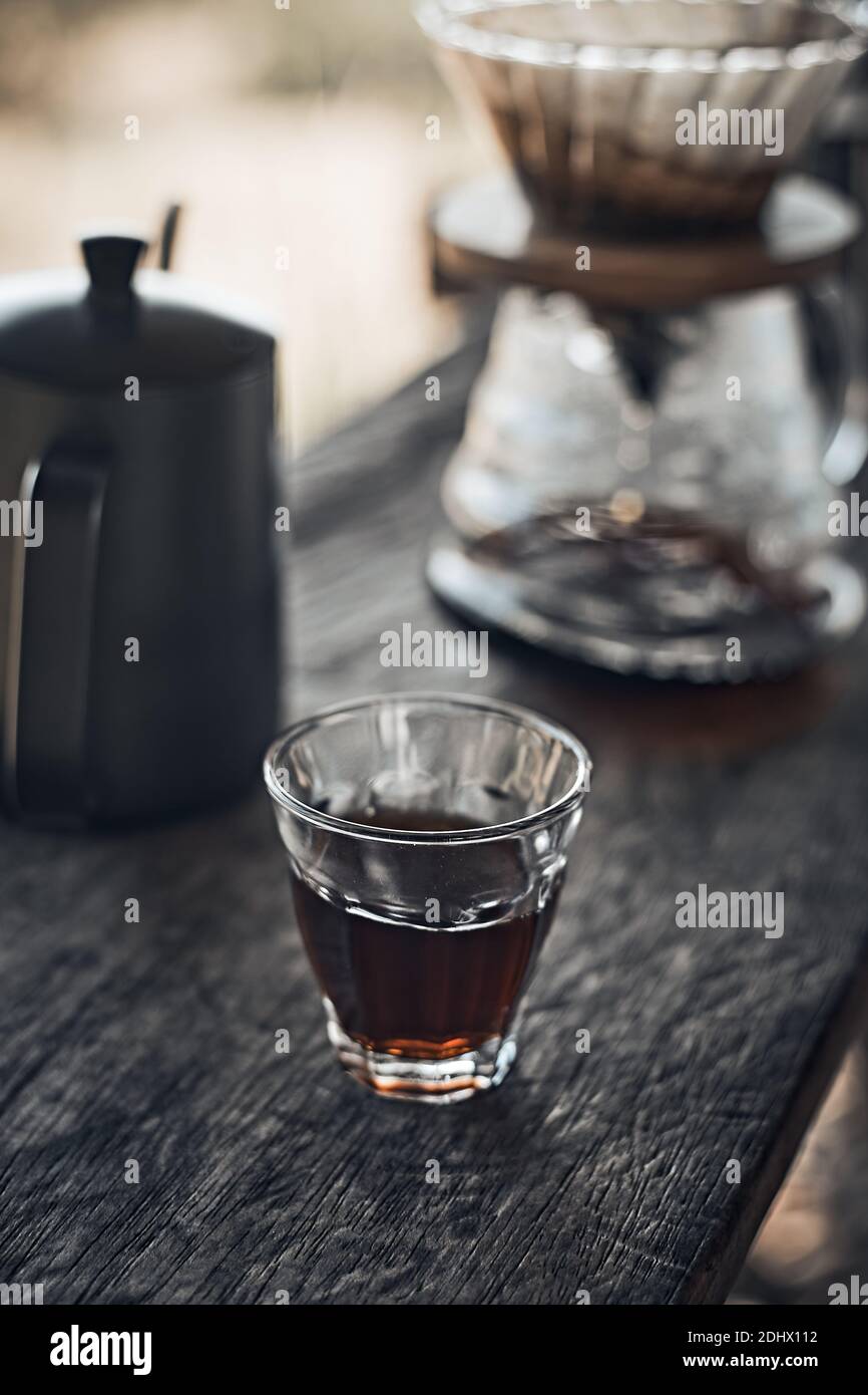 black drip coffee in glass cup Stock Photo - Alamy