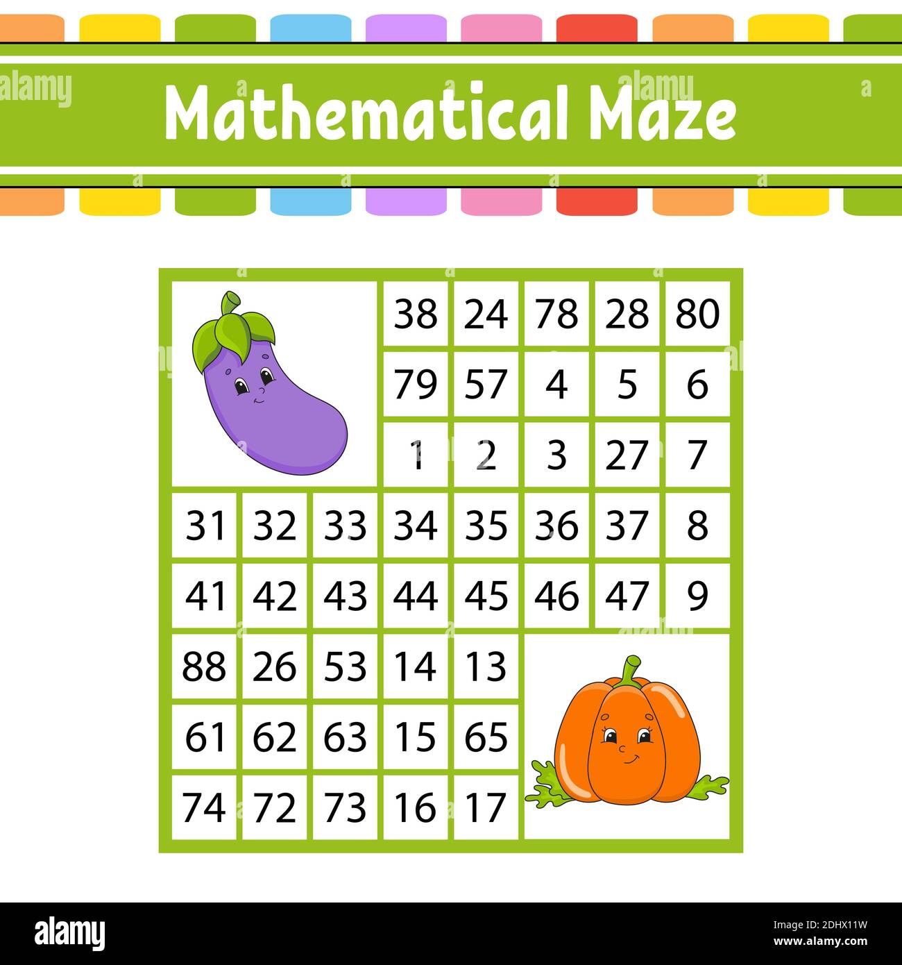 Mathematical maze. Game for kids. Number labyrinth. Education ...