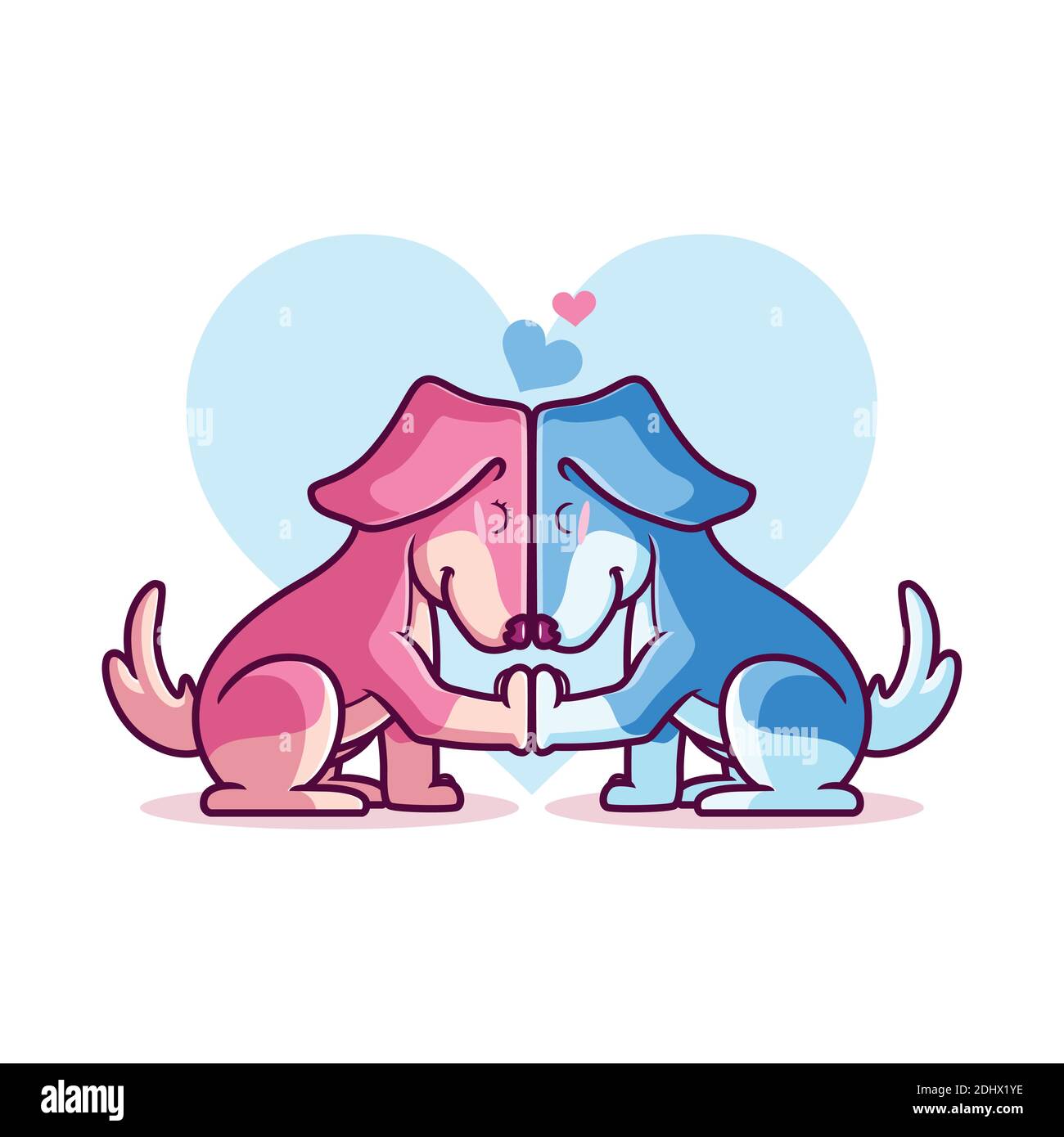 Two Dogs Cuddling Cartoon