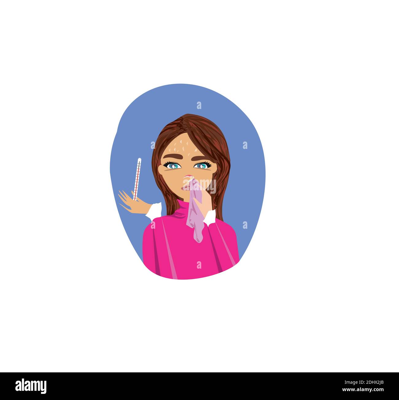 sick girl measures the temperature Stock Vector Image & Art - Alamy