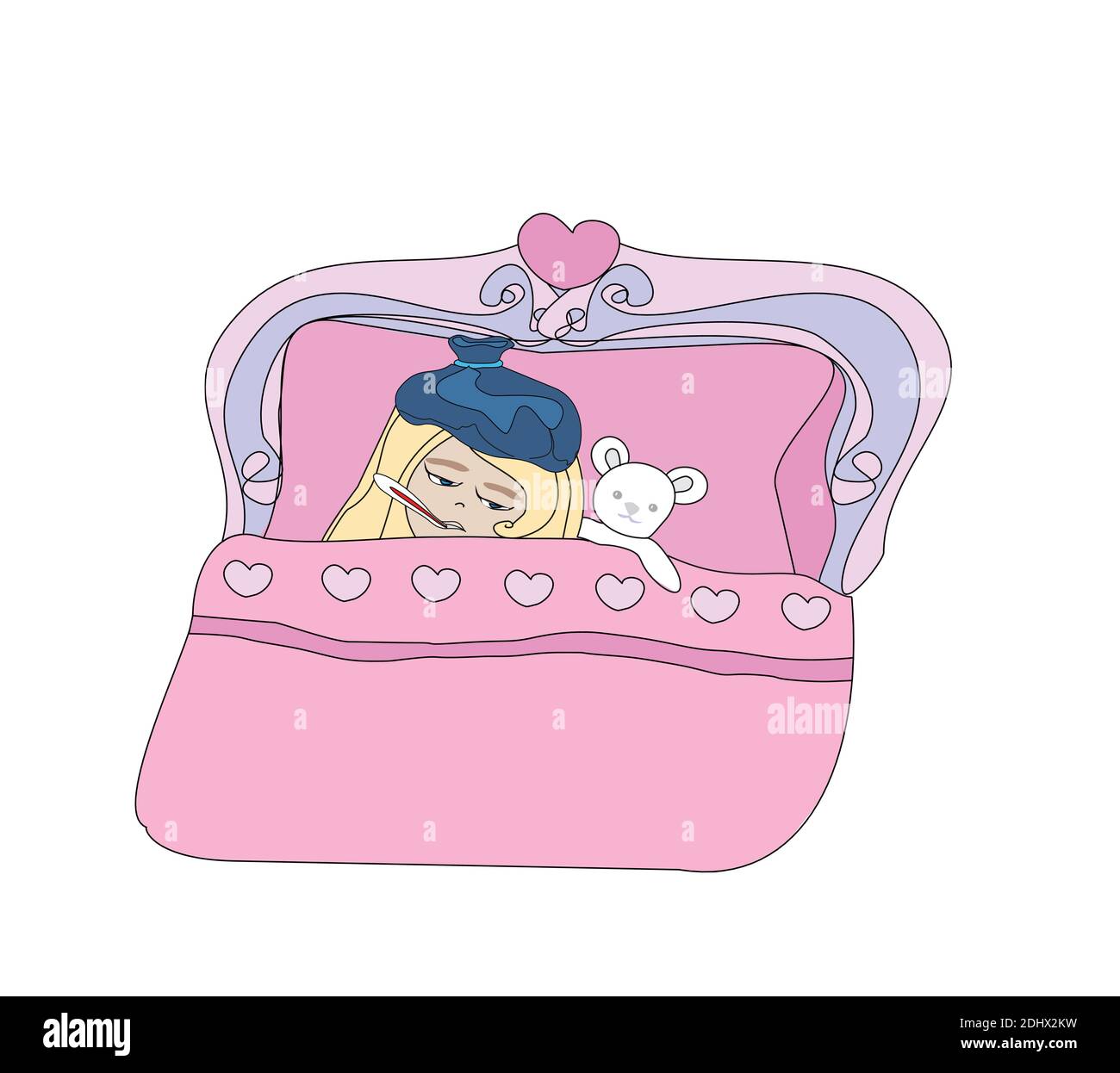 Toy bear on bed Stock Vector Images - Alamy