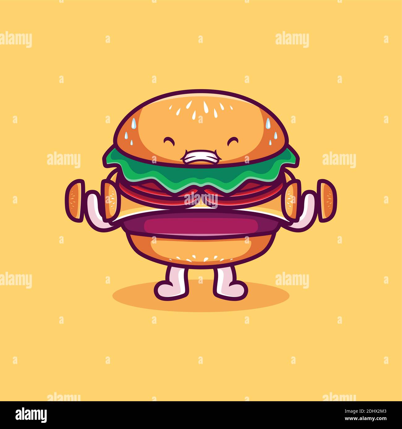 cute burger doing exercise illustration Stock Vector Image & Art - Alamy