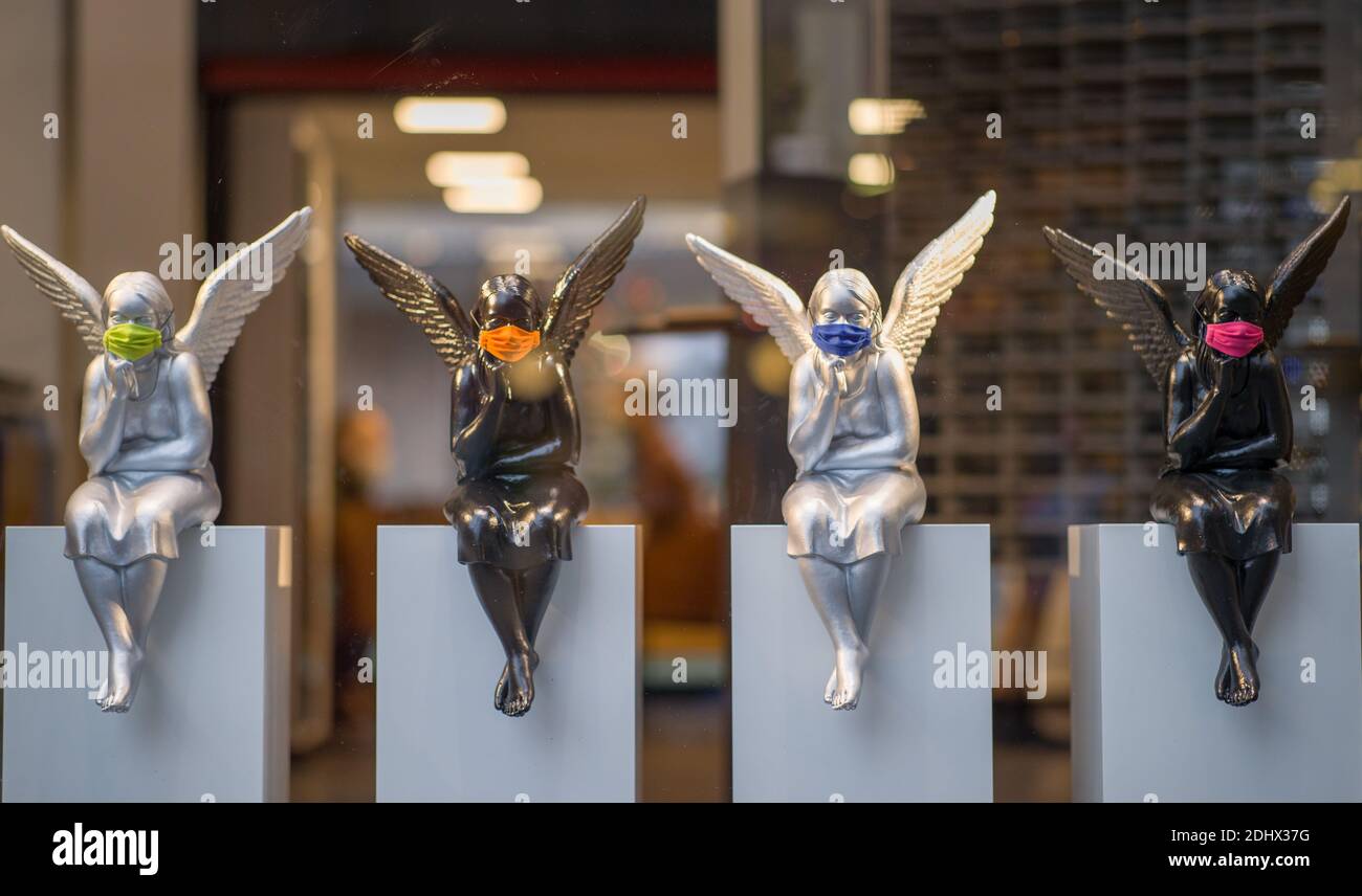 Nuremberg, Germany. 12th Dec, 2020. Angel figures with self-sewn mouth ...