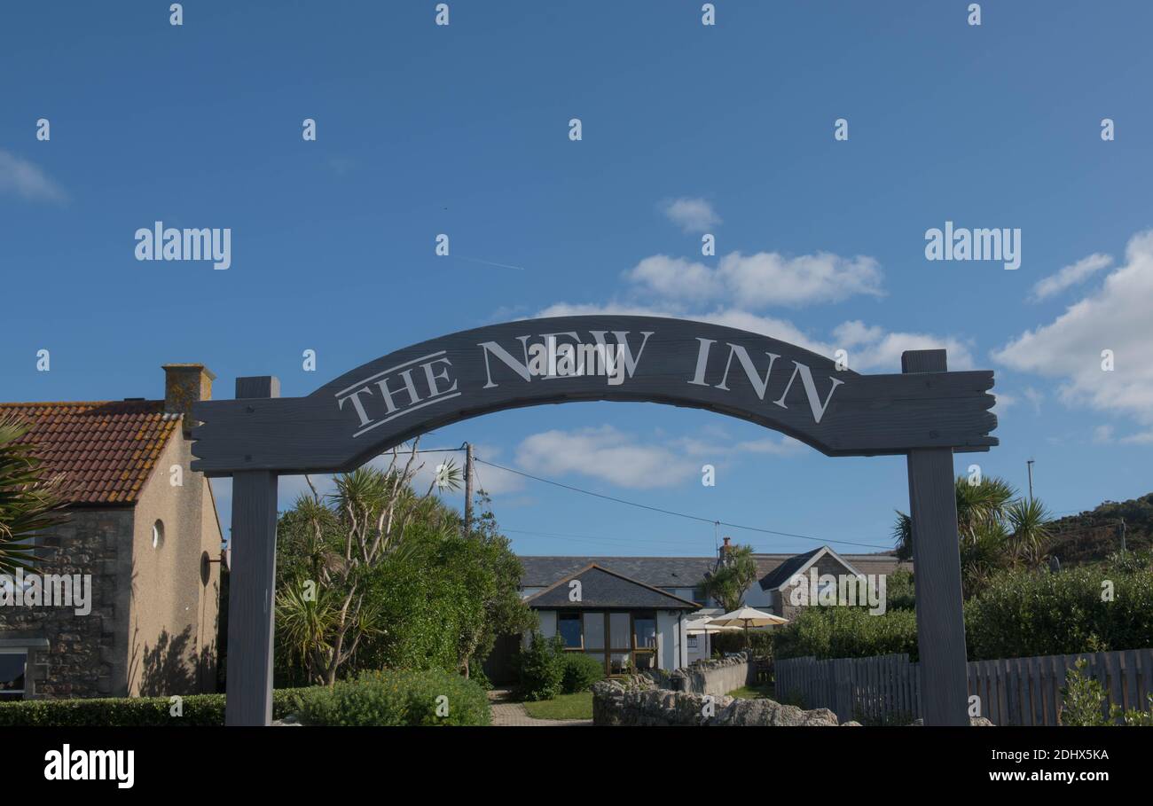 The New Inn Sign with a Bright Blue Sky Background on the Island of ...