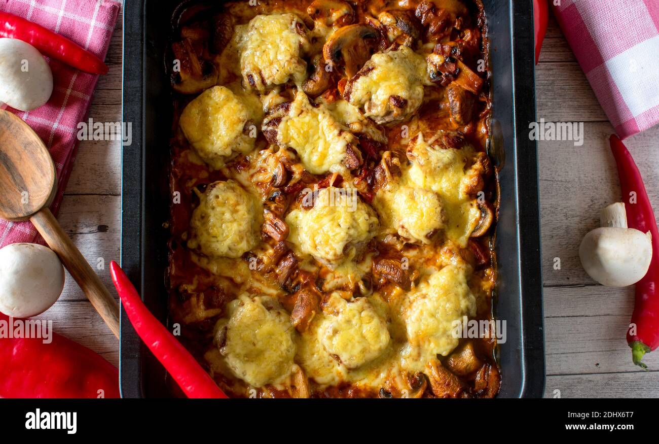 oven baked Pork tenderloin medallions with a mushroom cream sauce ...