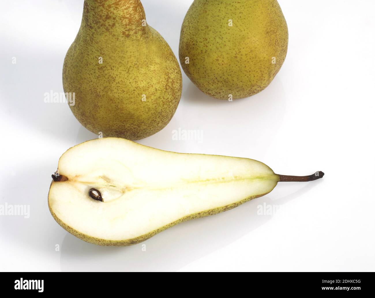 Conference Pear, pyrus communis, Fruits against White Background Stock ...