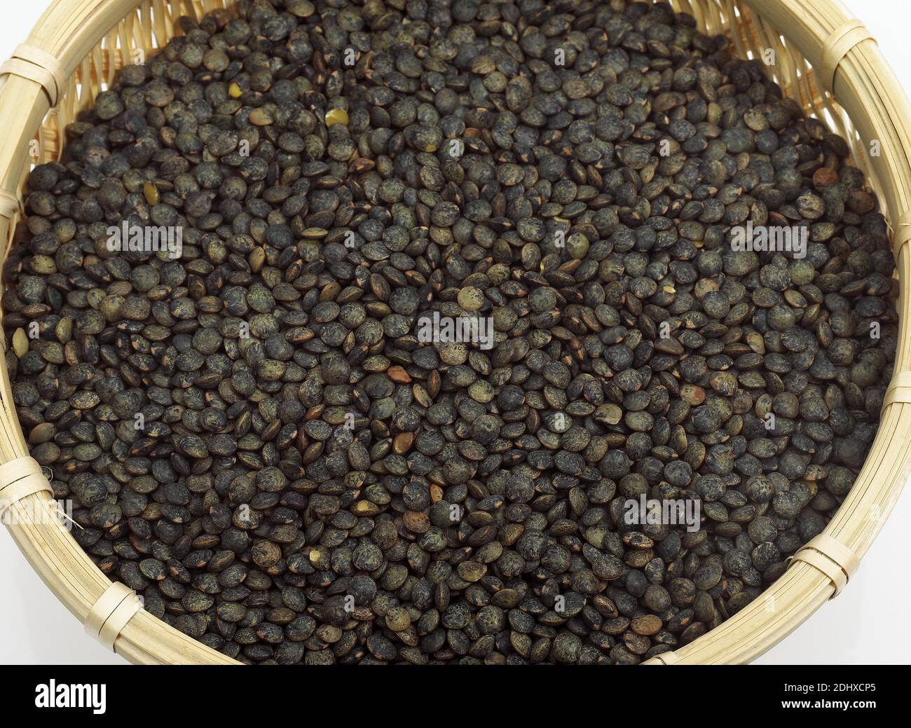 French Green Puy Lentils, lens esculenta, Dry Vegetables in Basket ...