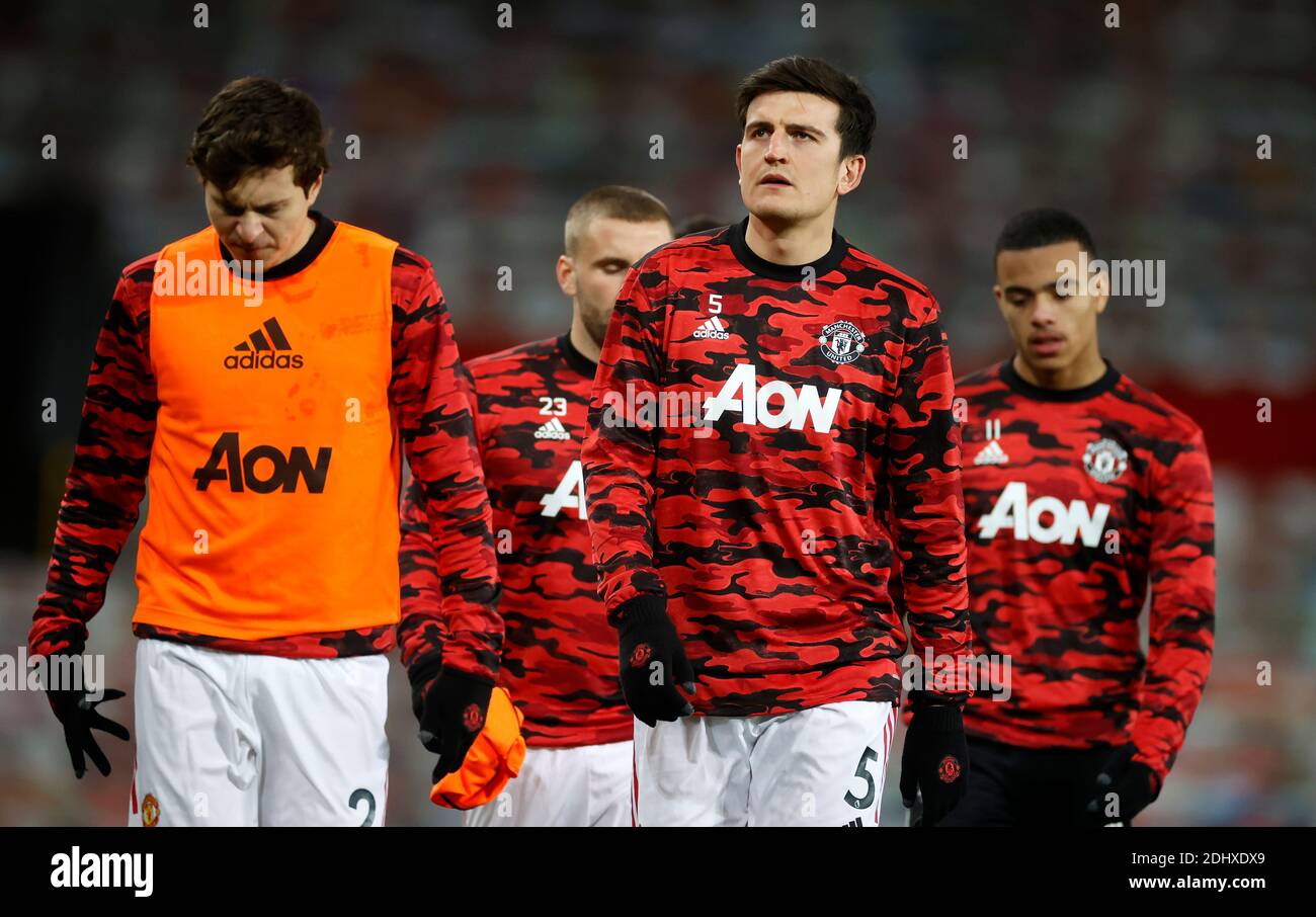 Manchester United's Harry Maguire (5) before the Premier League match ...