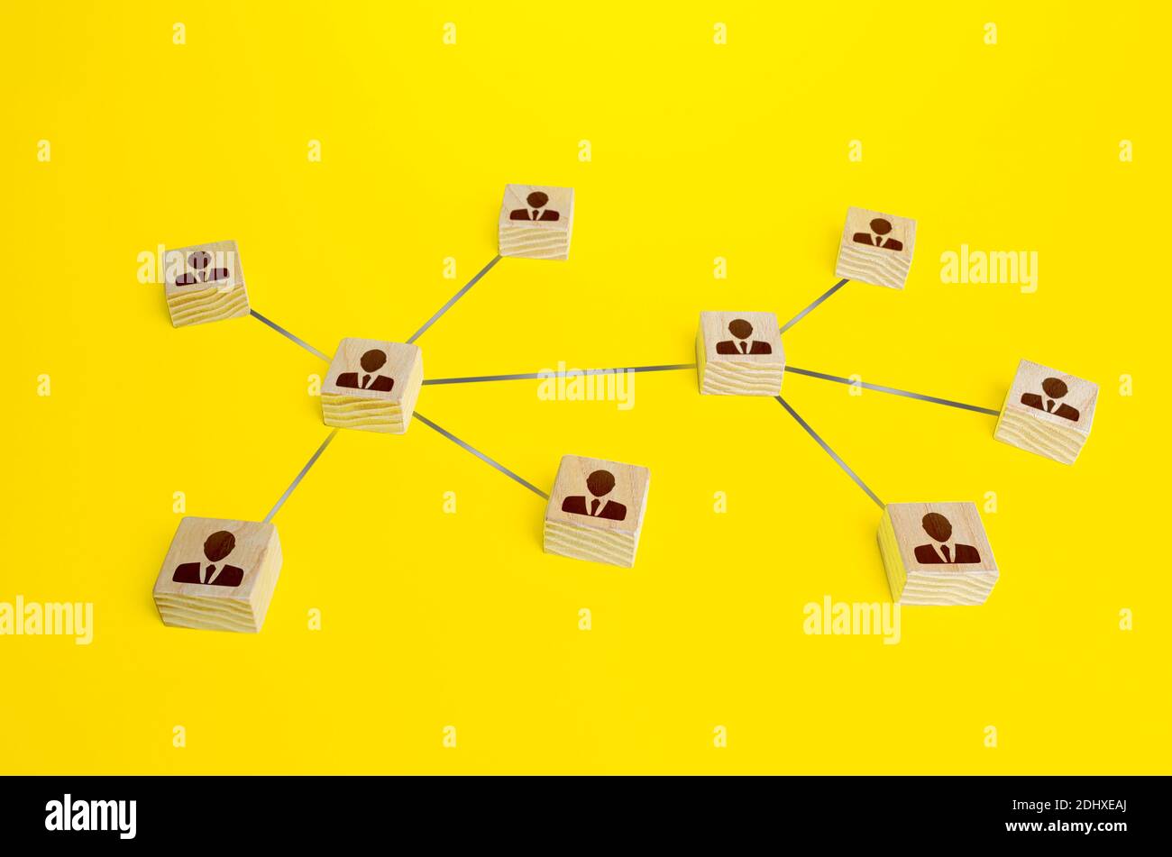 Blocks of people connected in one network. Communication and ...