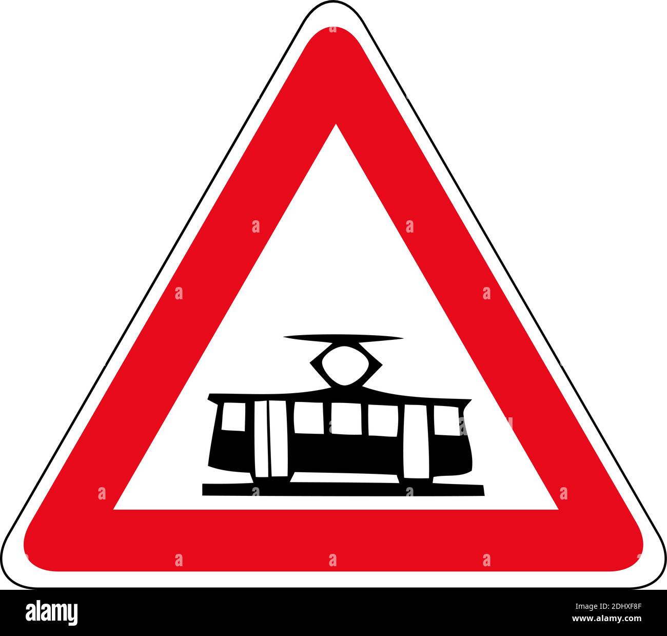 Illustration of Triangle Warning Sign of Crossing with a Tram Line ...