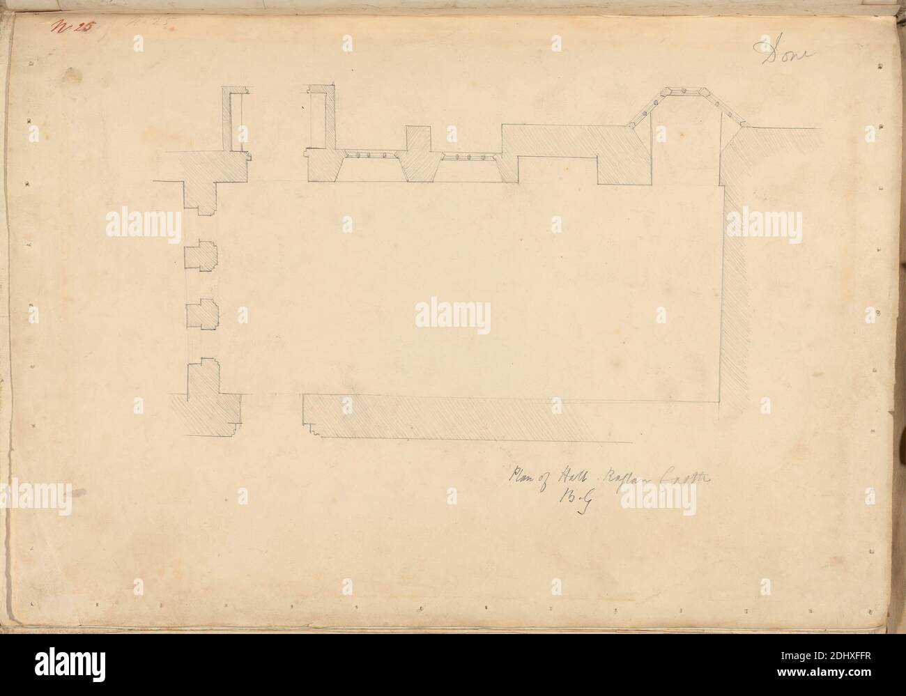 Raglan Castle, Monmouthshire, Wales: Plan of Hall, unknown artist, (B ...