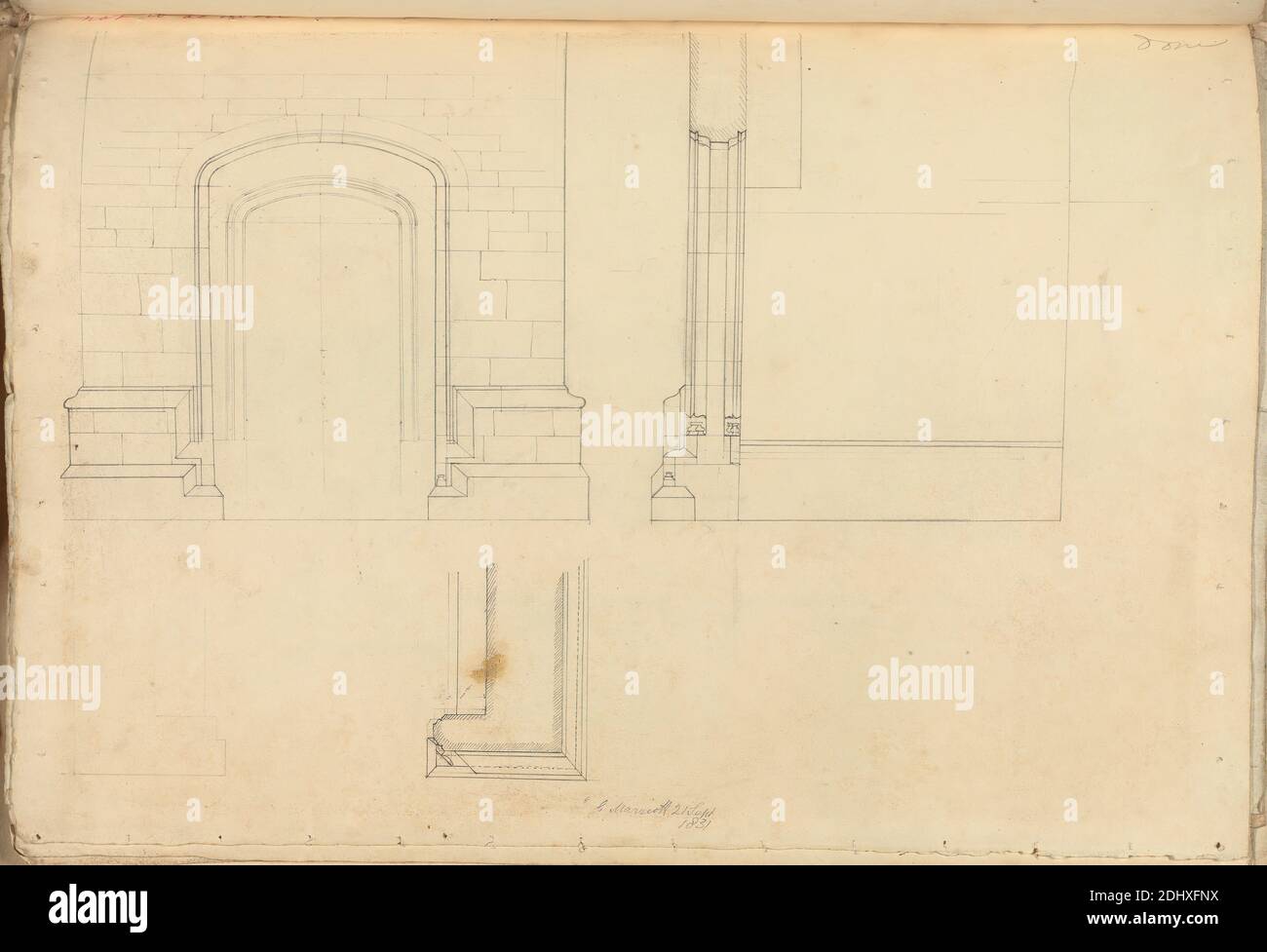 Raglan Castle, Monmouthshire, Wales: Elevation, Section and Wall Plan ...
