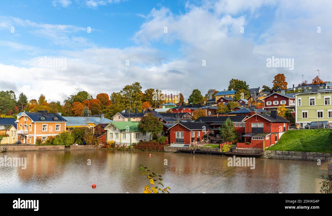 Cobblestone street in old town porvoo finland hi-res stock photography ...
