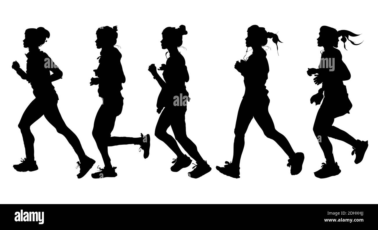 Young women running - vector illustration Stock Vector Image & Art - Alamy
