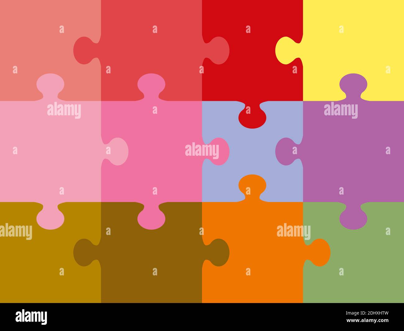 Vector colorful puzzle lettering - made from puzzle pieces. Many ...