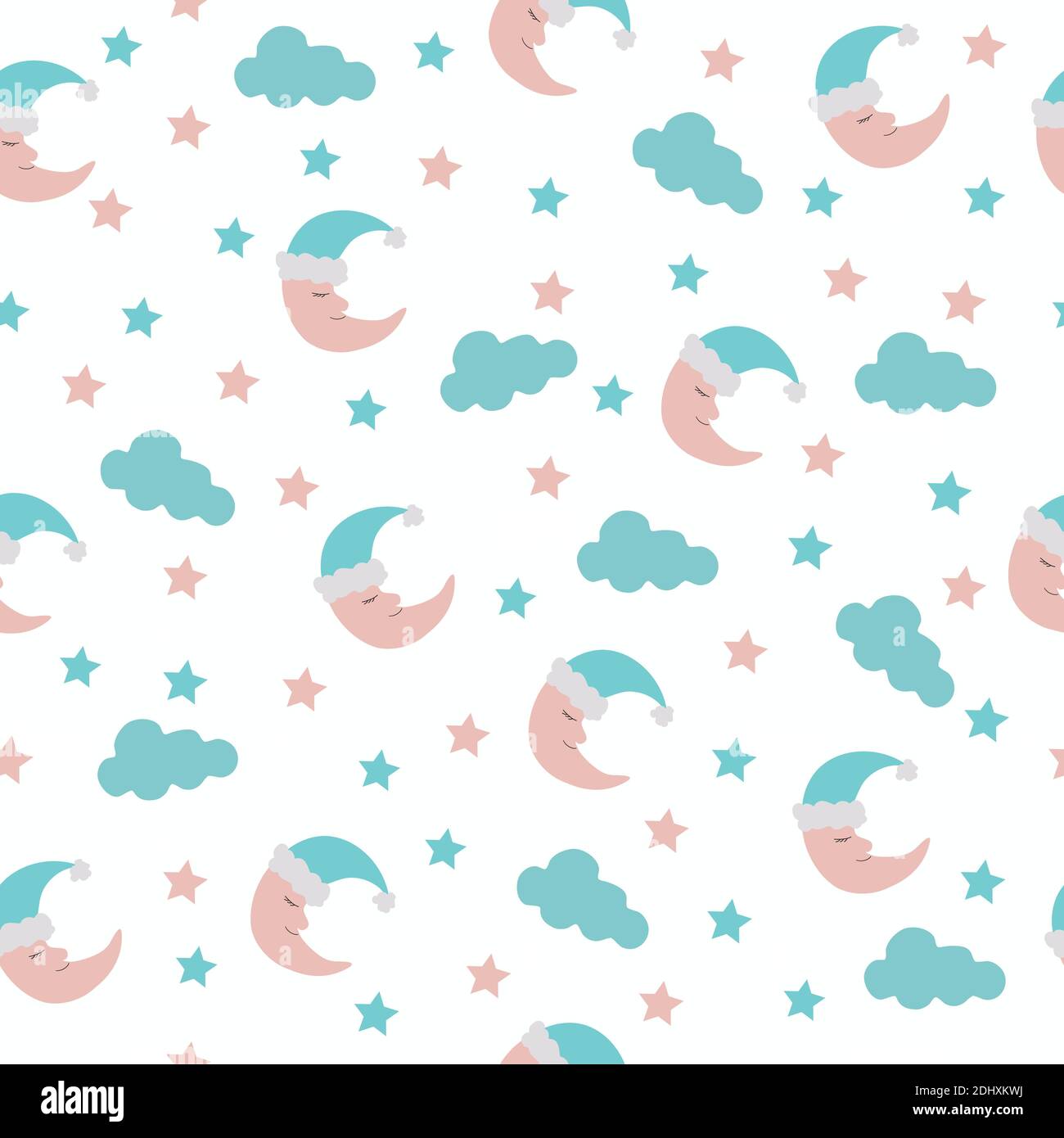 seamless pattern with moon and stars on a white background Stock Vector ...