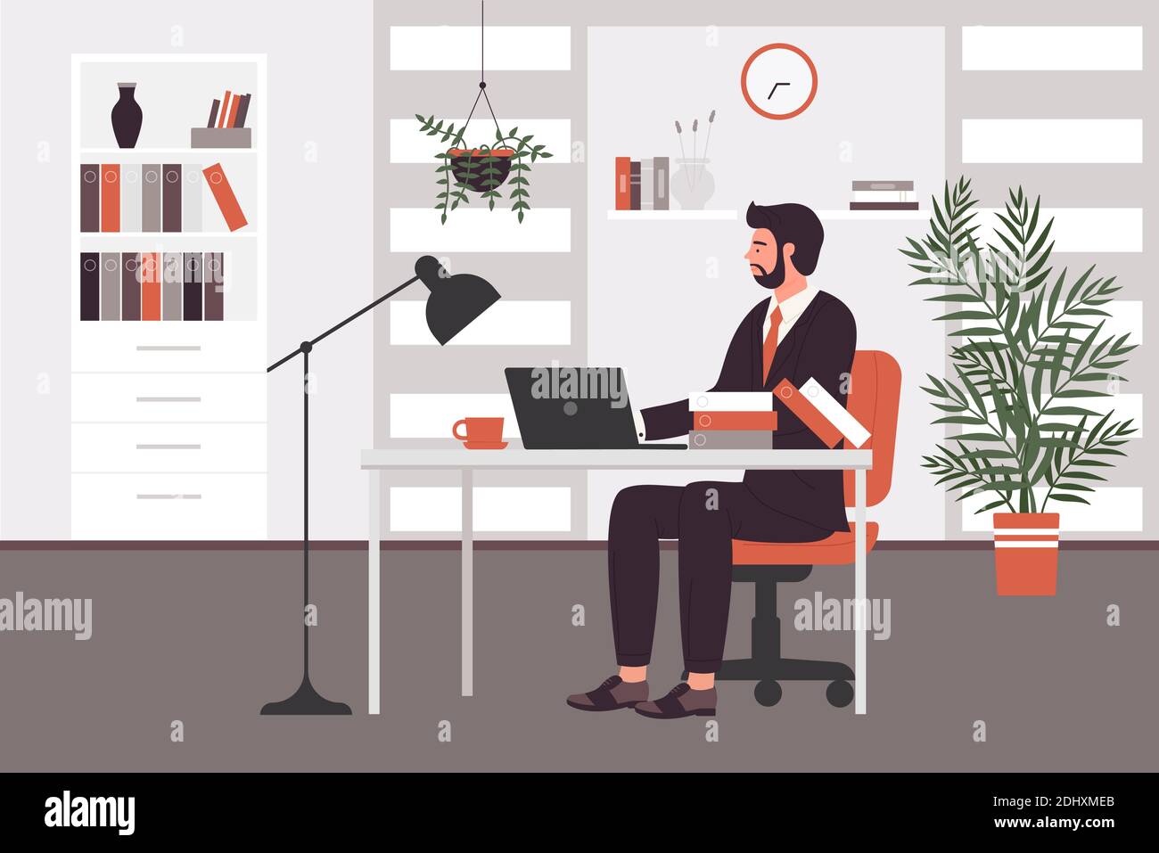 Young man working sitting Stock Vector Images - Alamy