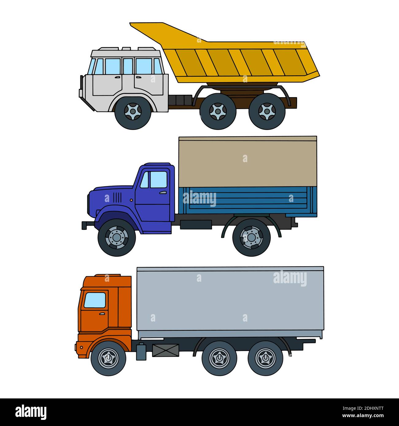 Set of colored trucks side view. Cartoon style Stock Vector Image & Art ...