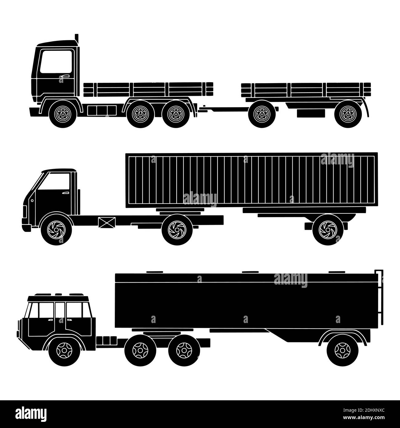 Truck trucks trailer trailers Black and White Stock Photos & Images - Alamy