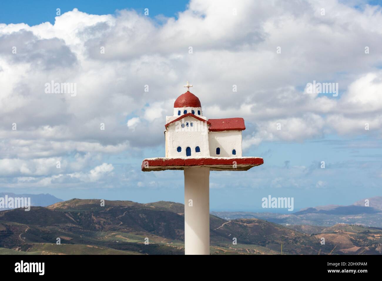 A roadside shrine of a Greek Orthodox church in Crete, Greece Stock ...