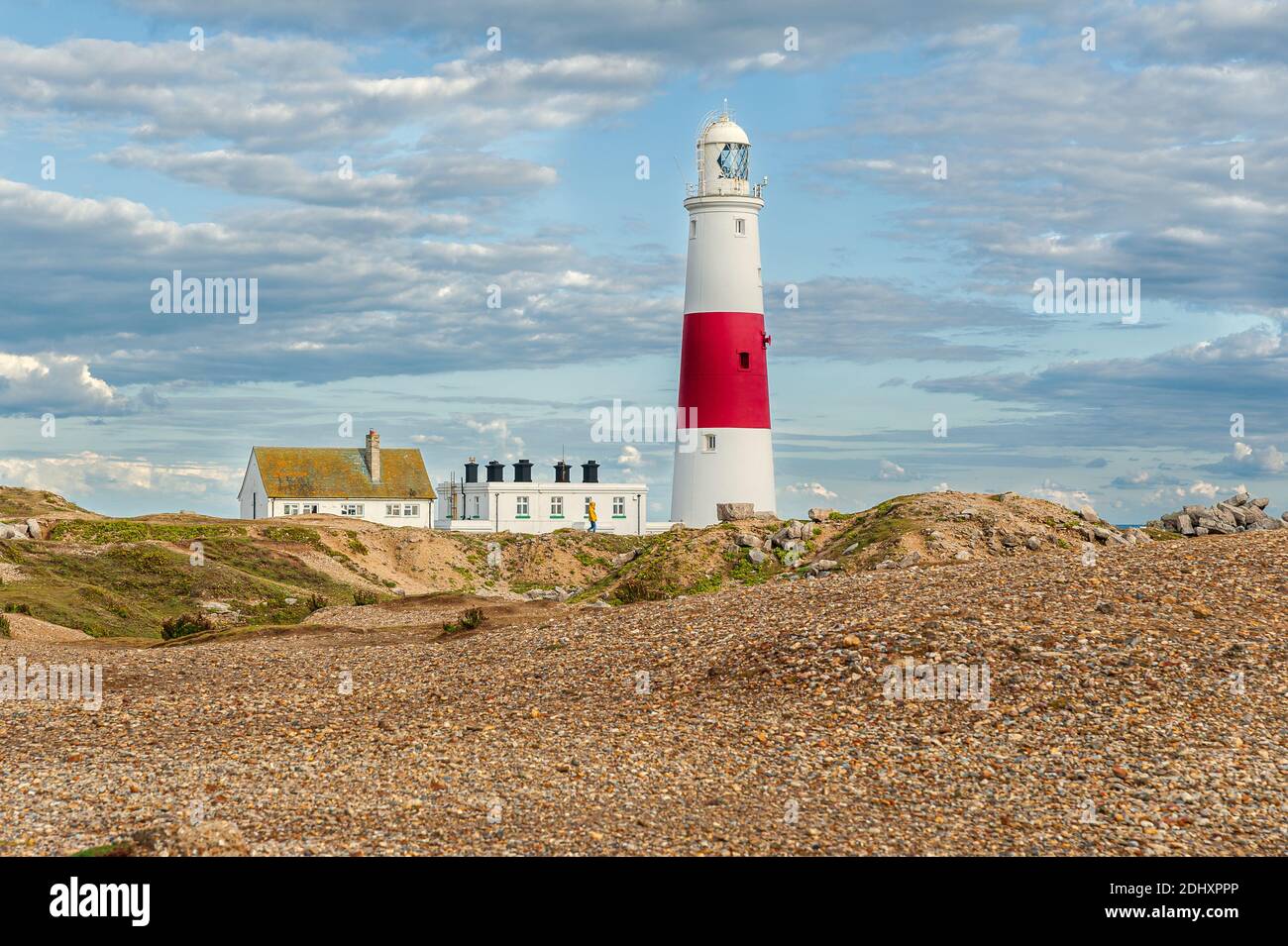 Portland Bill Lighthouse. Dorset coast in Isle of Portland, UK. A ...