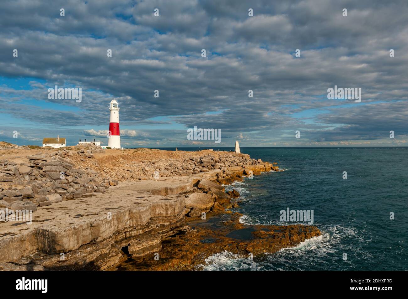Portland Bill Lighthouse. Dorset coast in Isle of Portland, UK. A ...